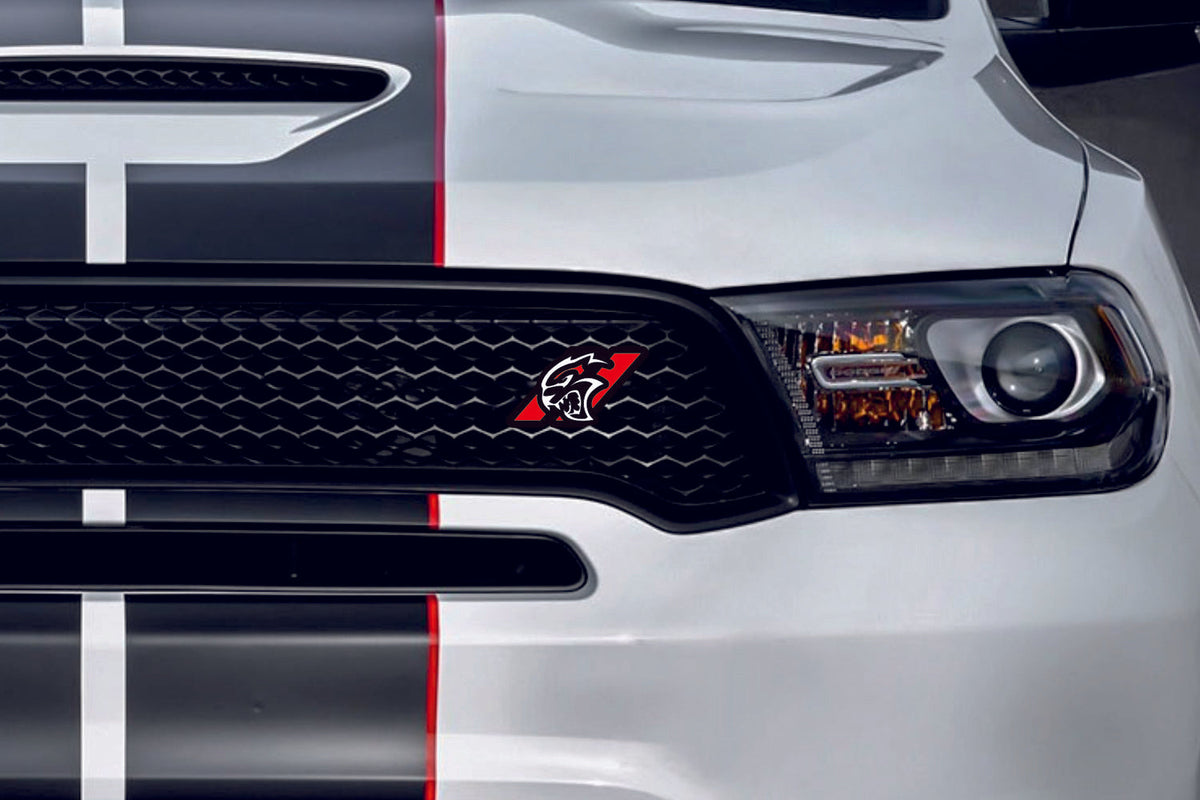 DODGE Radiator grille emblem with Hellcat + Dodge logo – decoinfabric