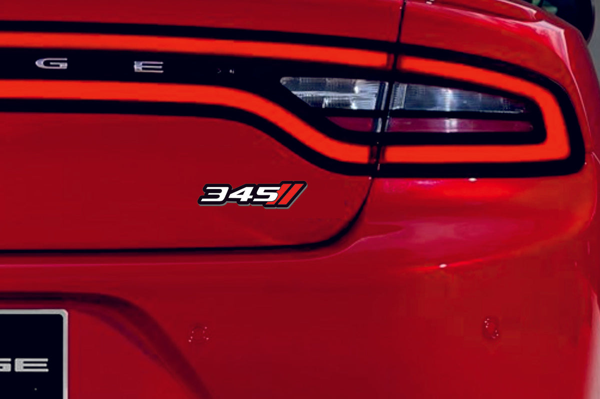 Dodge tailgate trunk rear emblem with 345 + Dodge logo – decoinfabric