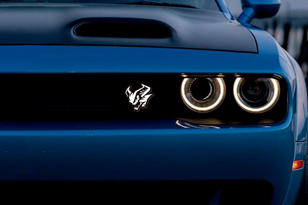 Dodge Radiator grille emblem with Demon logo (type 3) – decoinfabric