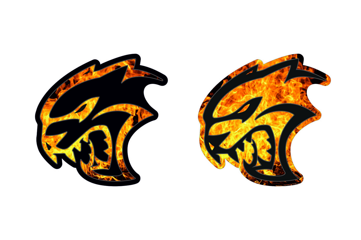 Dodge tailgate trunk rear emblem with Hellcat Fire logo – decoinfabric