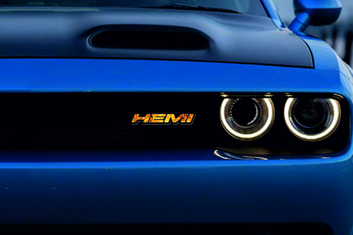DODGE Radiator grille emblem with Hemi Fire logo – decoinfabric