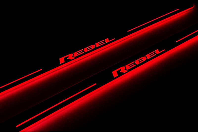 Dodge RAM 1500 V 2019+ Door Sill Led Plate With REBEL Logo | decoinfabric